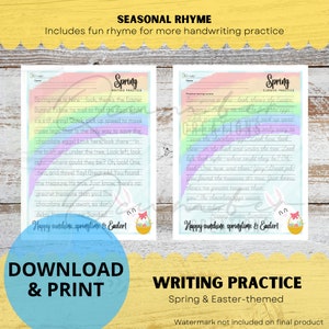 Springtime Writing Bundle Writing Practice Abcs in Print & Cursive ...