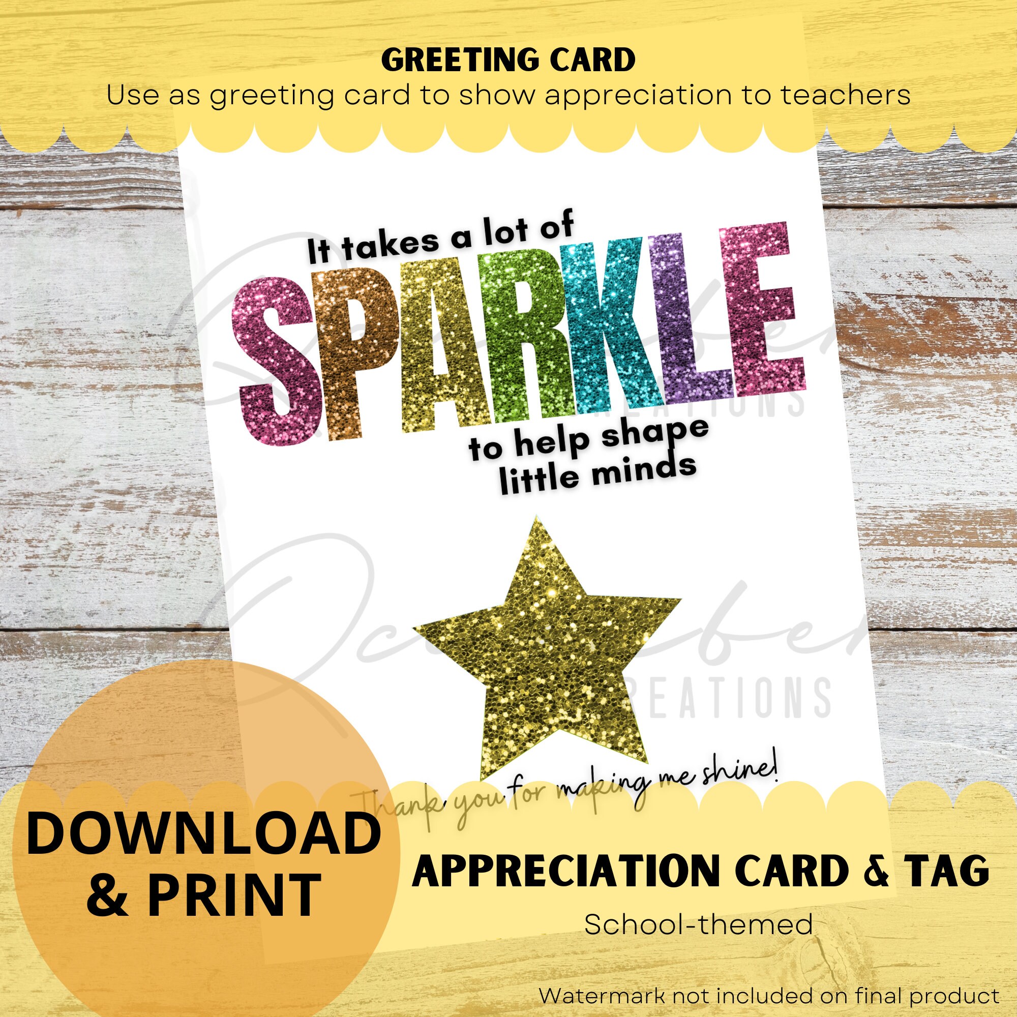 Teacher & Staff Appreciation Card, Gift Tag, Gift Card Holder Takes a ...