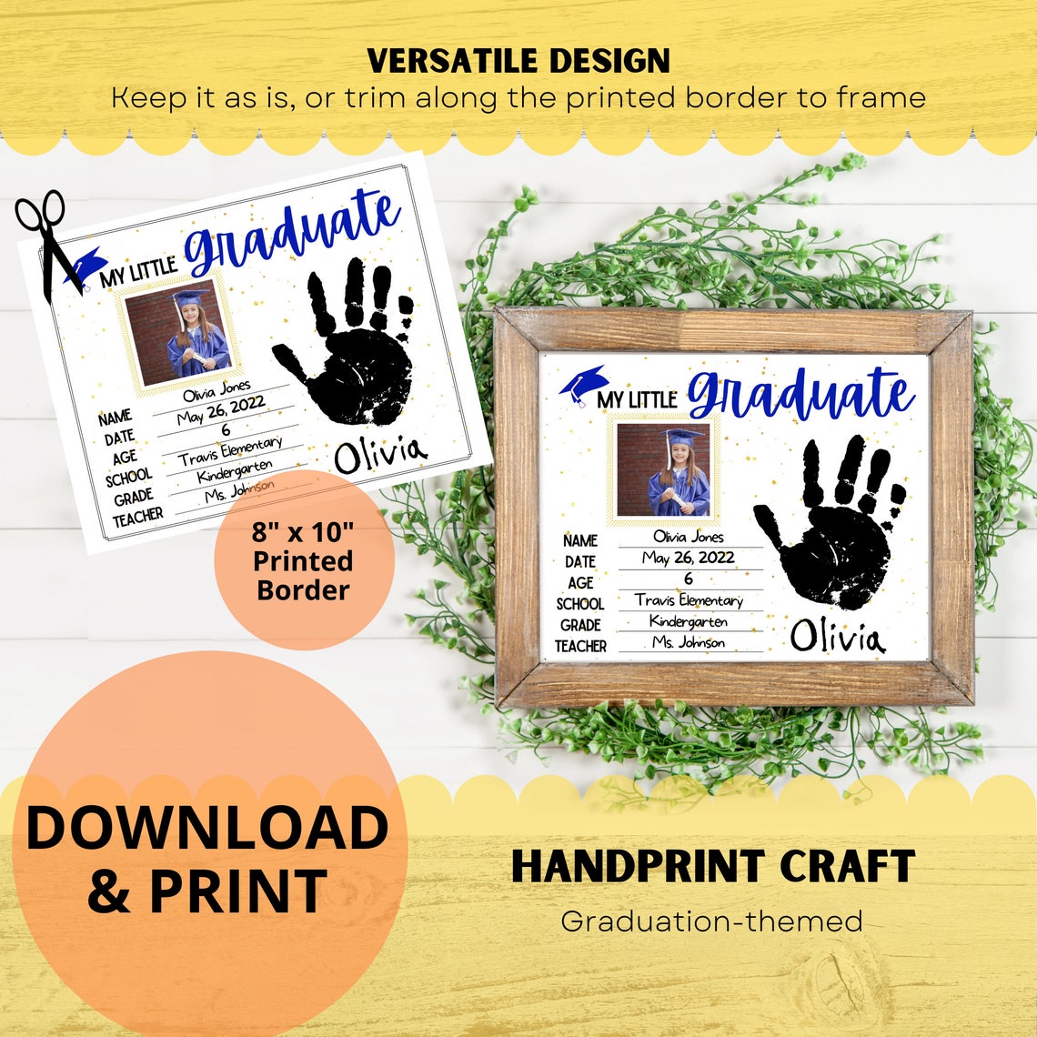 Little Graduation Certificate | Graduation Keepsake | Handprint Art ...