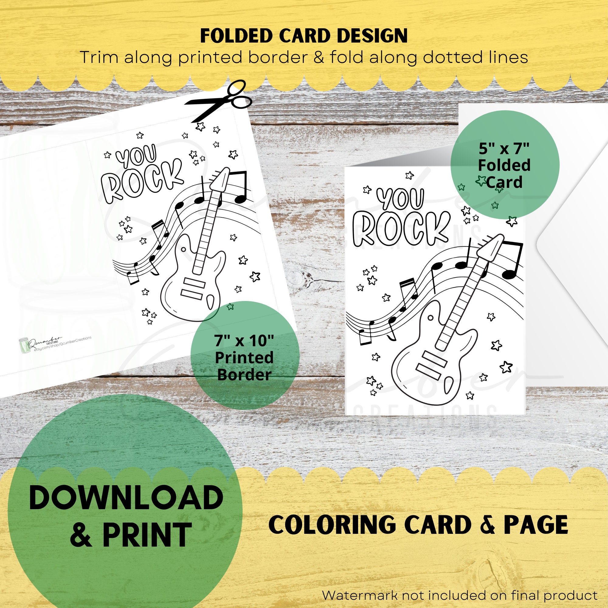 You Rock Card and Coloring Page Kids Fingerprint Craft Gift for ...