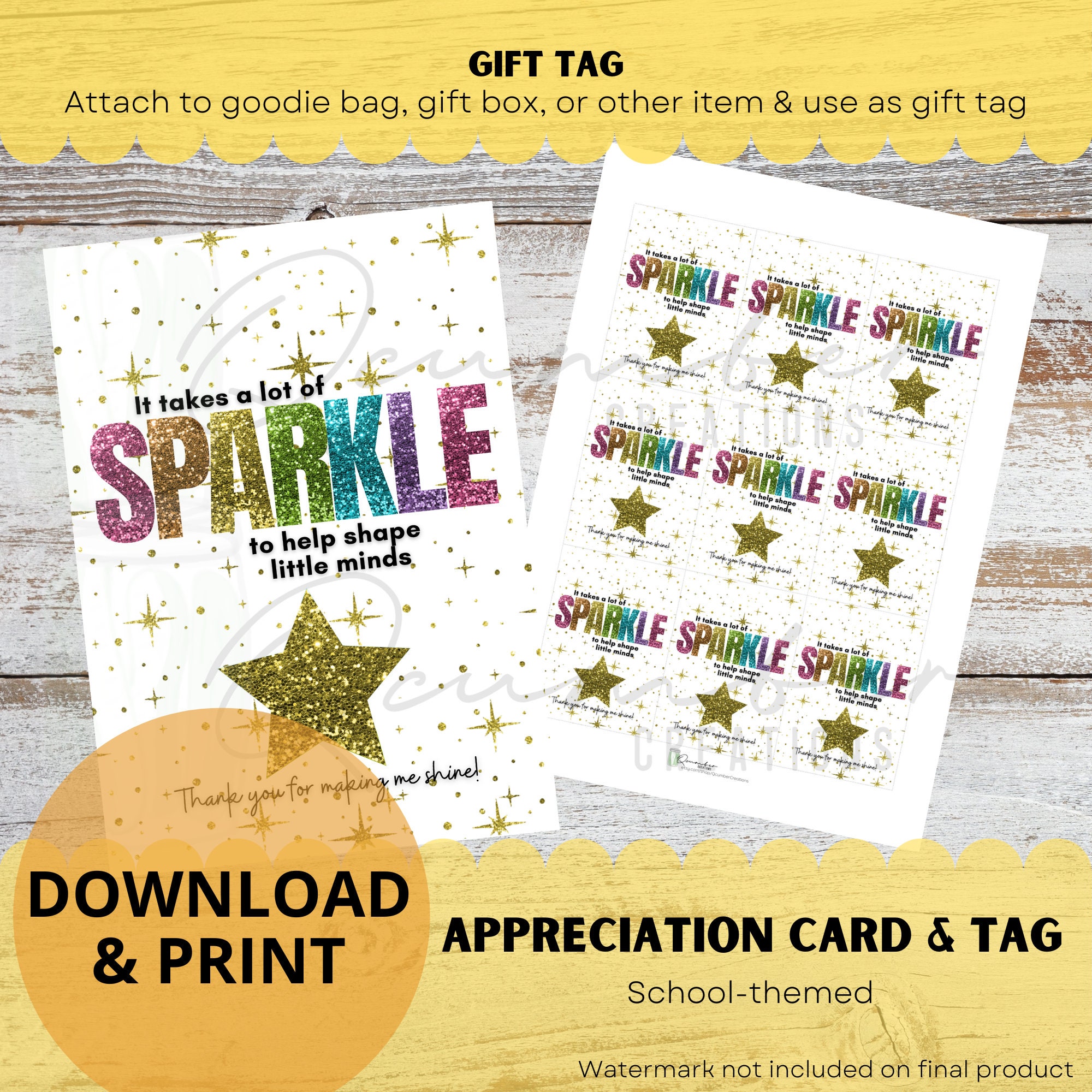 Teacher & Staff Appreciation Card, Gift Tag, Gift Card Holder Takes a ...