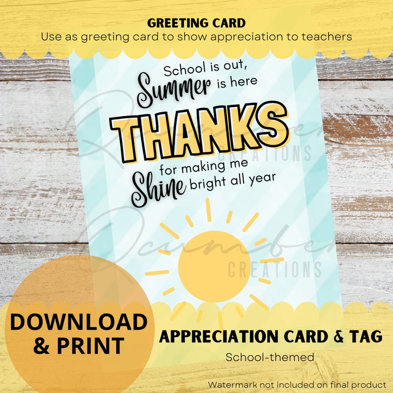 Teacher Appreciation Card, Gift Tag, Gift Card Holder Thanks for Making ...