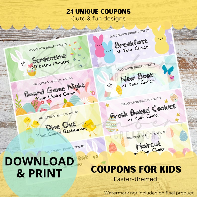 Easter Egg Filler Coupons Reward Coupons for Kids Easter Egg Hunt DIY ...
