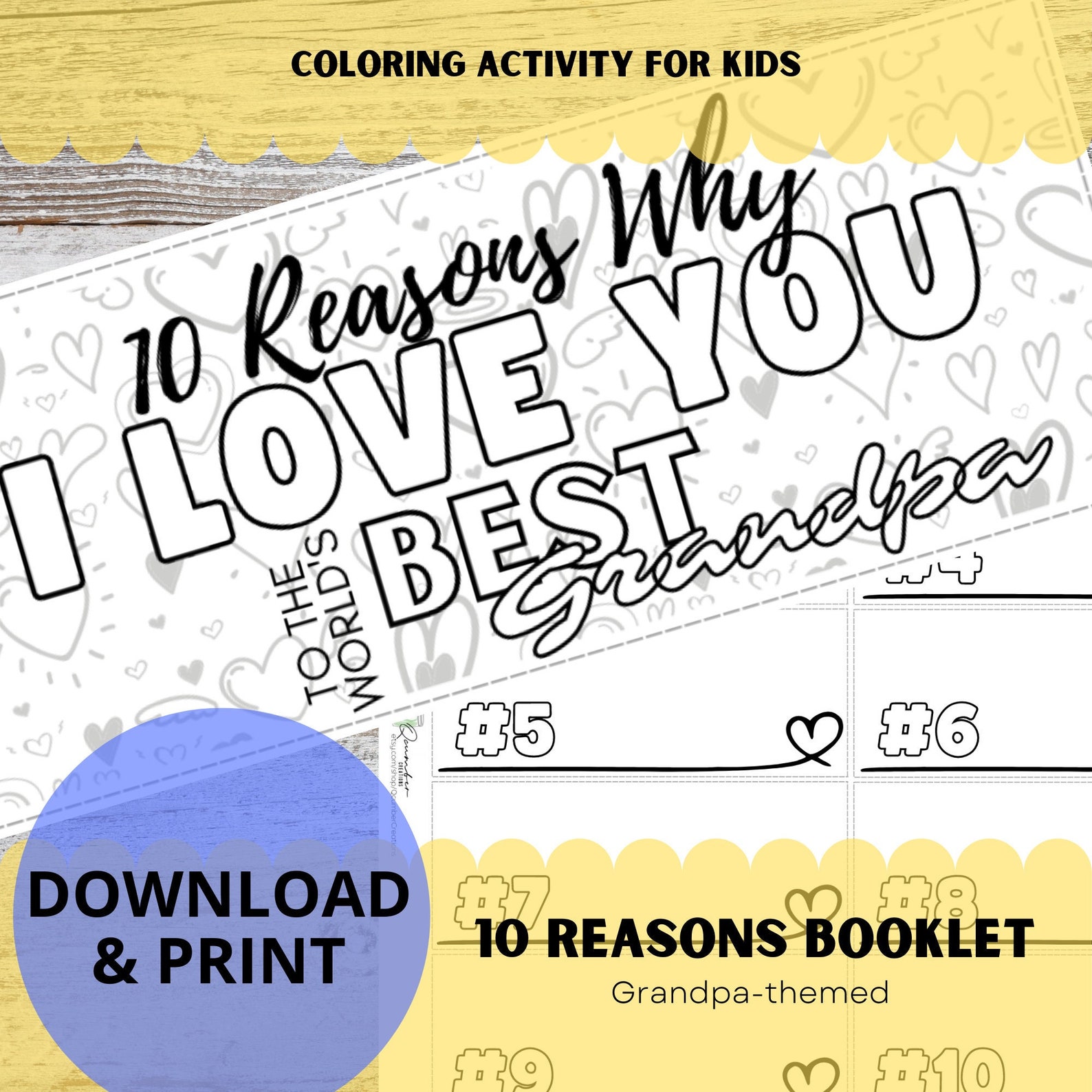 10 Reasons Why I Love You Grandpa Booklet | Coloring Activity for Kids ...
