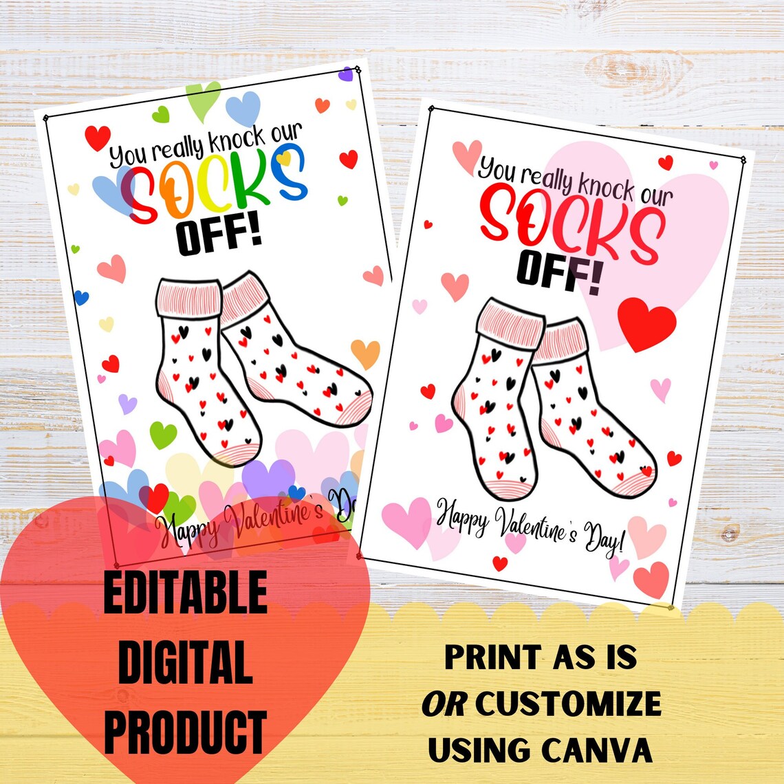 Socks Valentine Card | You Really Knock Our Socks off | Printable ...