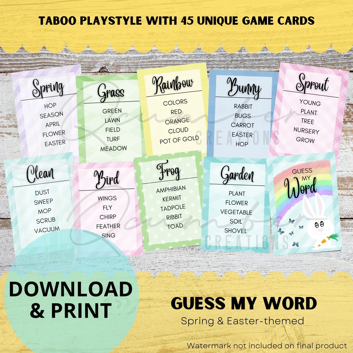 Springtime Guess My Word Game | Taboo Game With Seasonal Twist | 45 ...