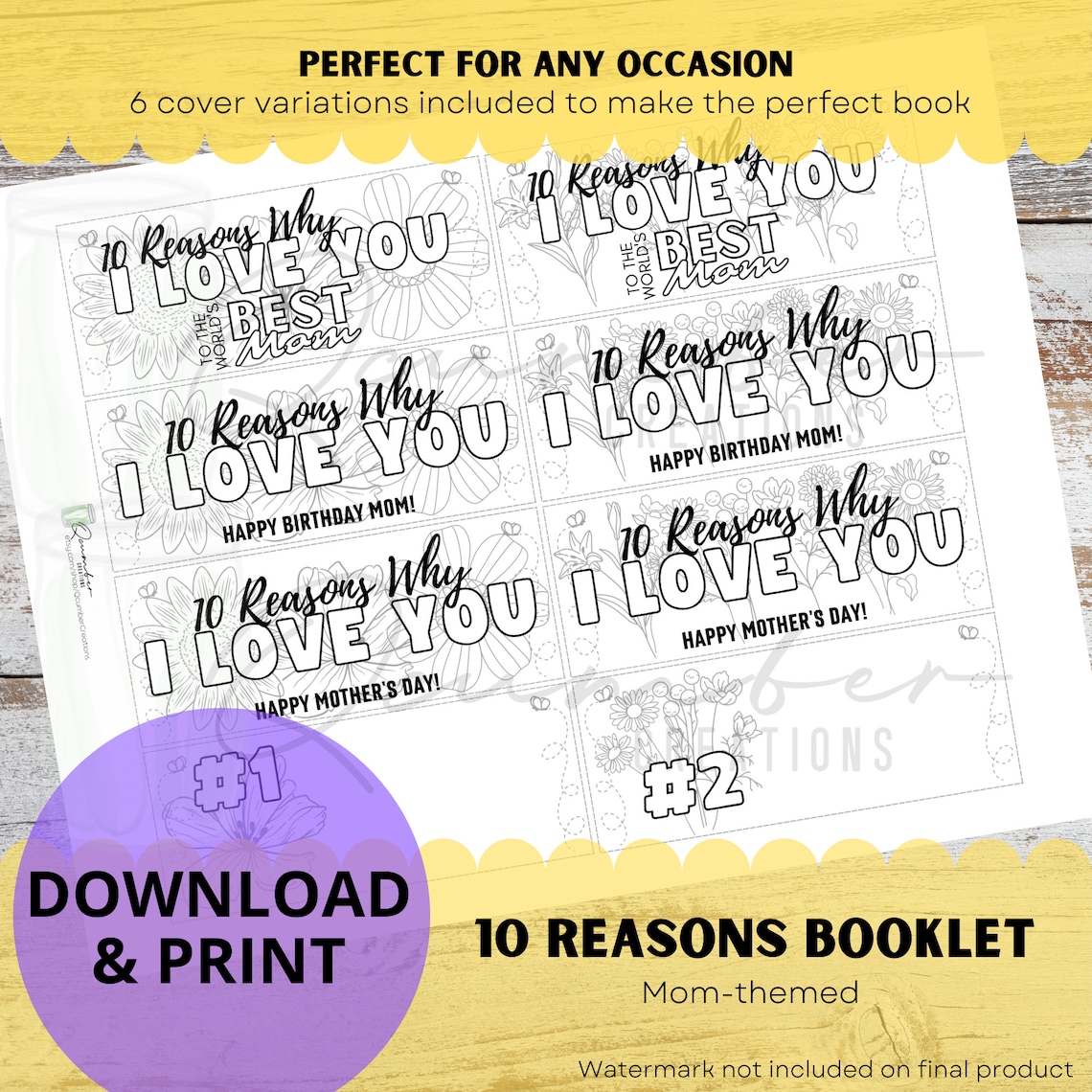 10 Reasons Why I Love You Mom Booklet Coloring Activity for Kids Gift ...