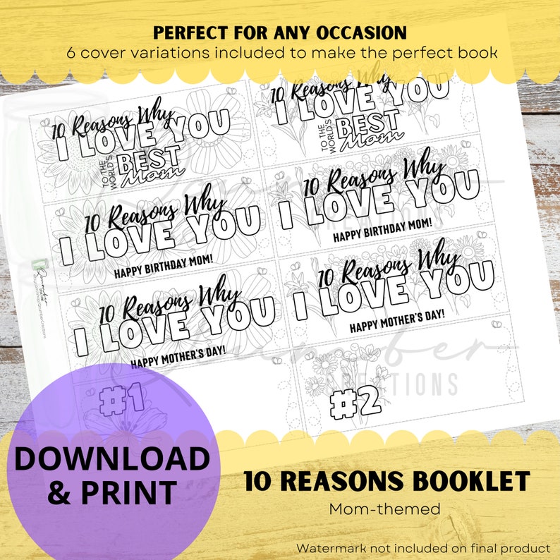 10 Reasons Why I Love You Mom Booklet | Coloring Activity for Kids ...