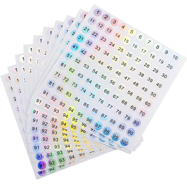Clear 1 100 Number Stickers - Etsy
