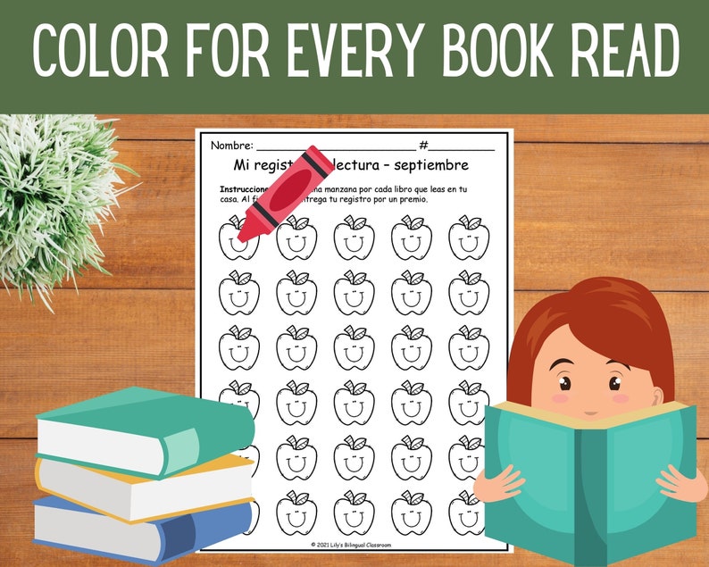 Kids Spanish Coloring Reading Logs - 12 Months - Printable - Etsy