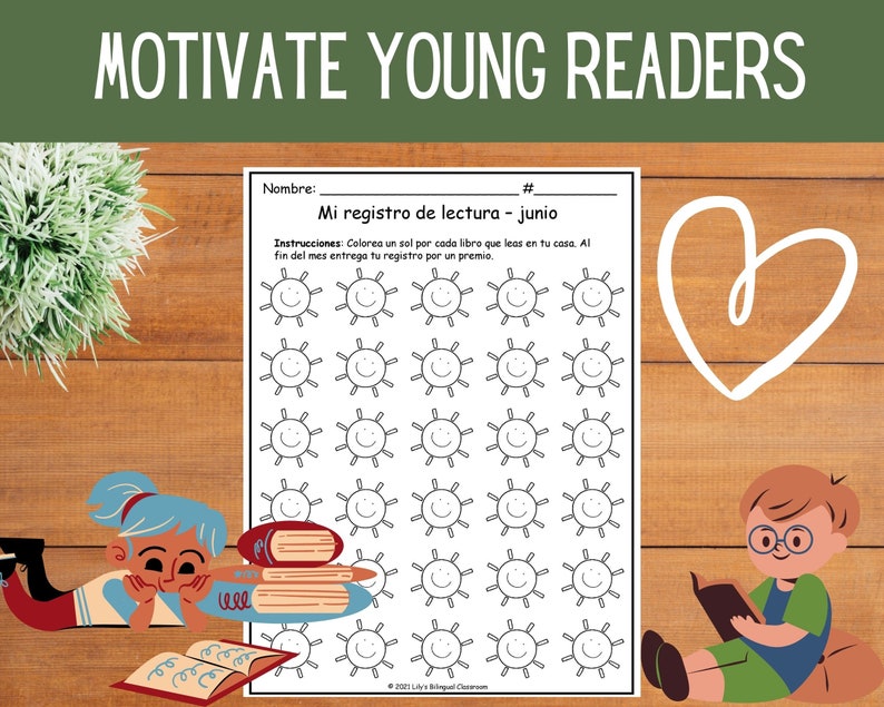 Kids Spanish Coloring Reading Logs - 12 Months - Printable - Etsy