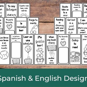 Bookmarks for Kids, School, Cute, Spanish English Bilingual Bookmarks ...