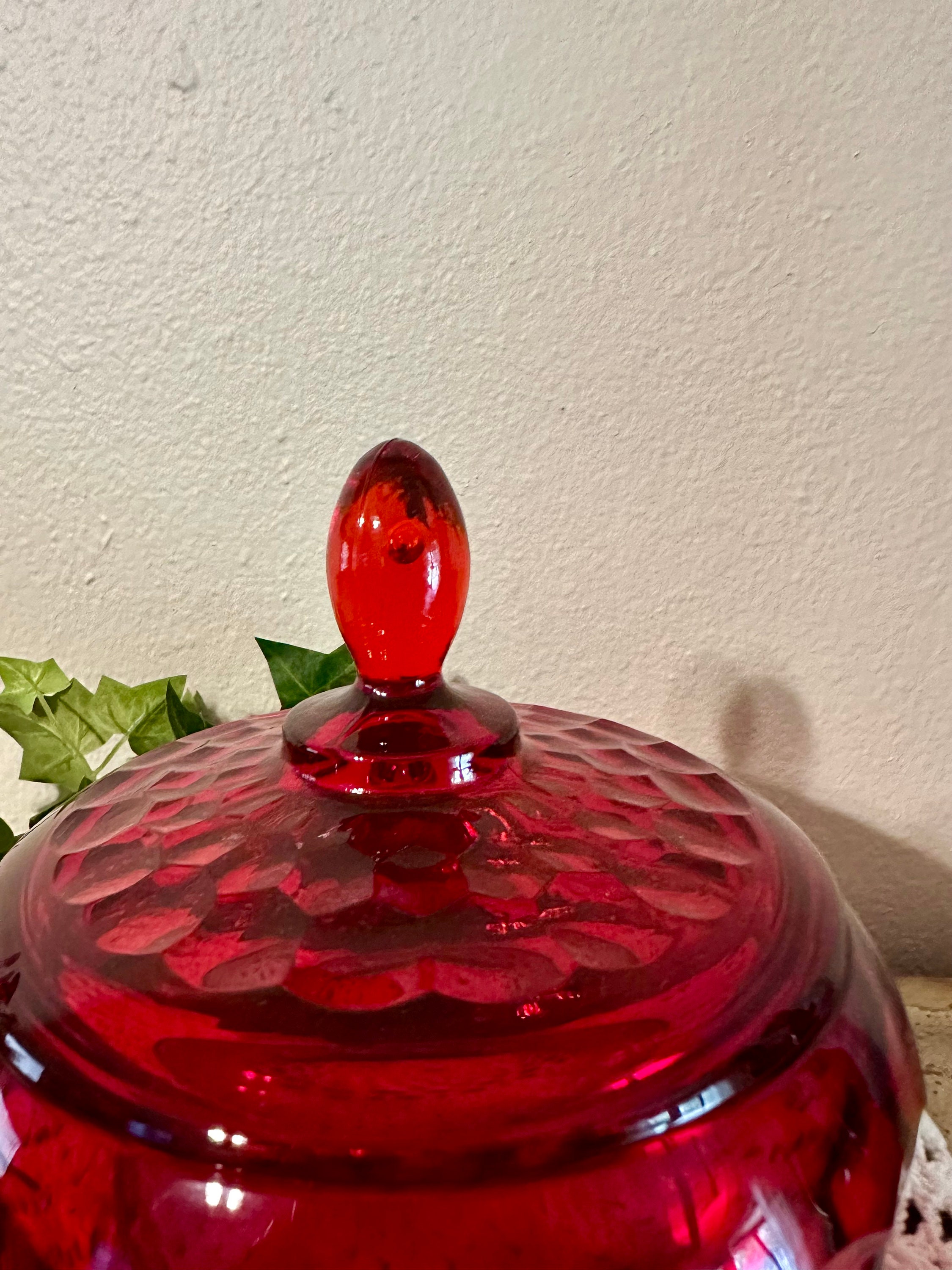 Vintage 1960s Viking Glass Georgian Ruby Red Covered Dish, Red ...