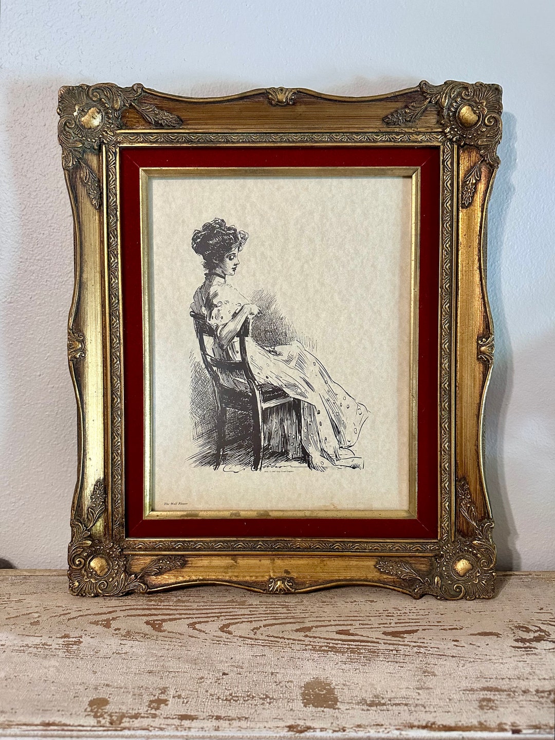 Victorian Lady Art Print in Ornate Gold Frame Velvet Matte, Victorian ...
