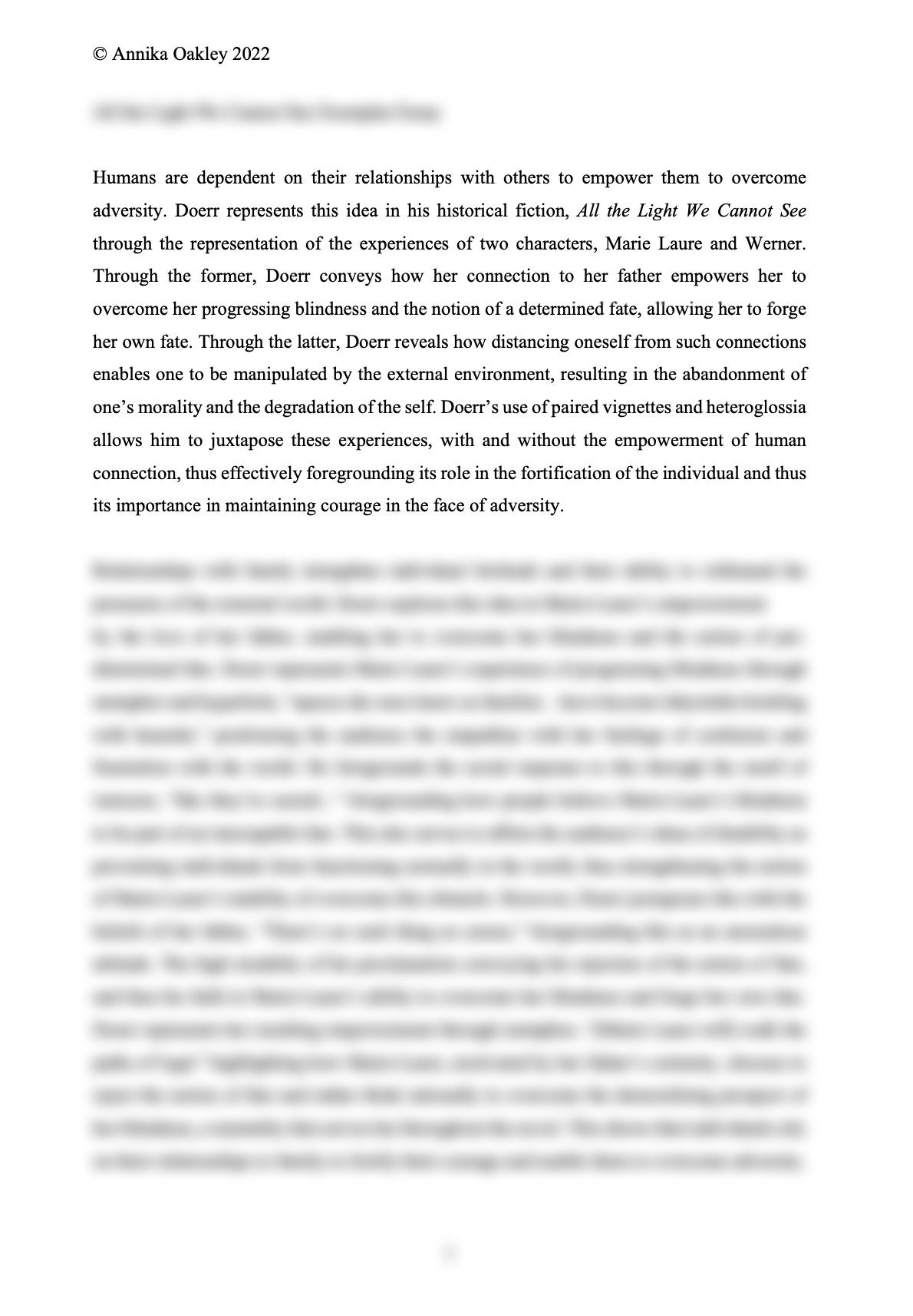Exemplar Common Module: Texts and Human Experiences Essay (all the ...