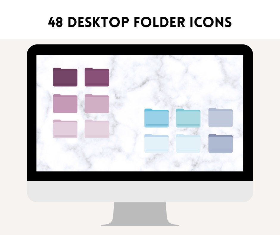 Desktop Folder Icons Aesthetic Neutral, Purple, Blue, Black, White ...