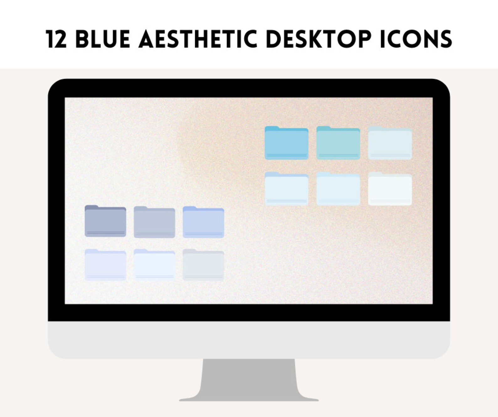 Desktop Folder Icons Blue Palette - Compatible With Mac, Instant ...