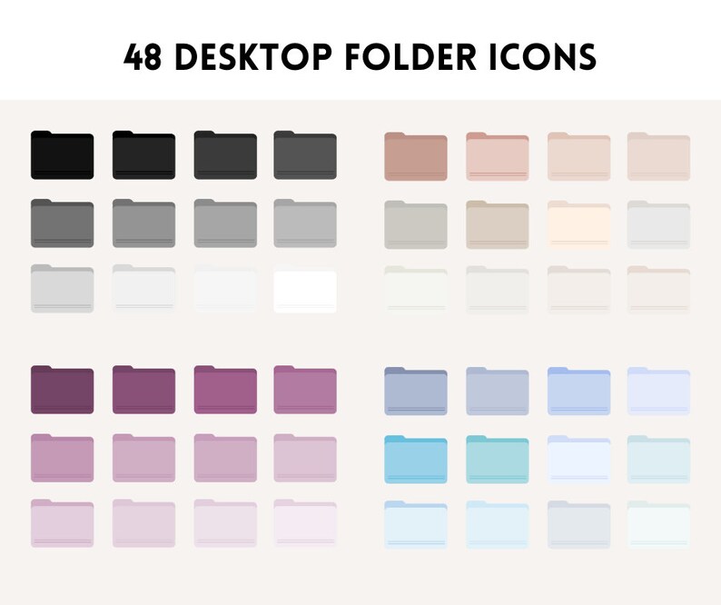 Desktop Folder Icons Aesthetic Neutral, Purple, Blue, Black, White ...
