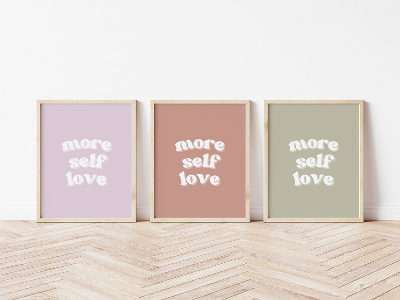 More Self Love, Set of 5 Quotes Print, Poster, Wall Art Quotes ...