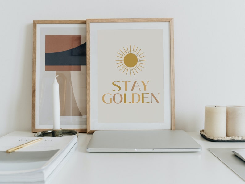 Stay Golden Sun Quotes Print, Poster, Wall Art Quotes, Typography Print ...
