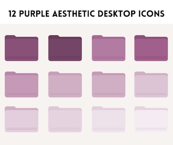 Desktop Folder Icons Purple Palette Compatible With Mac | Etsy