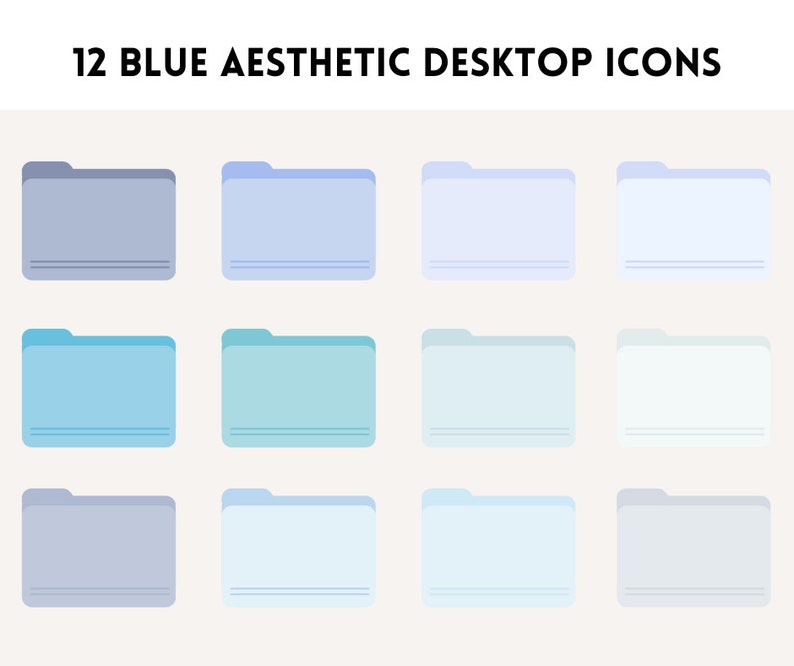 Desktop Folder Icons Blue Palette - Compatible With Mac, Instant ...