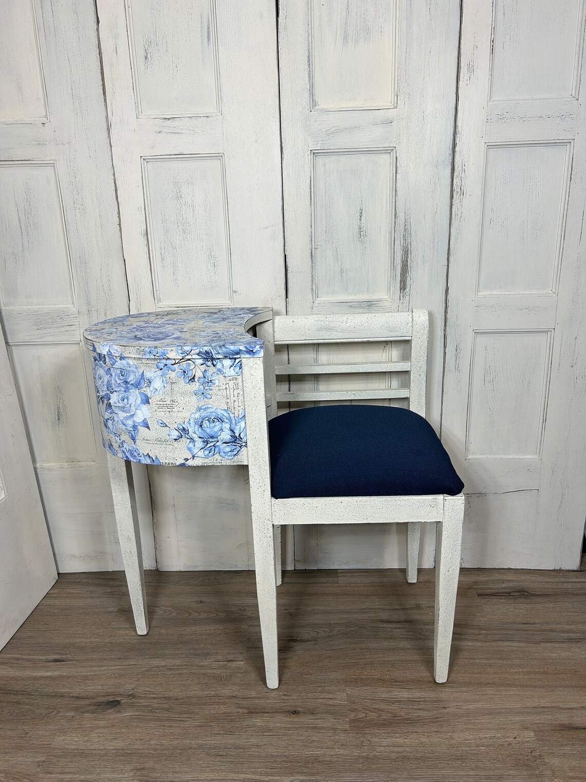 Vintage Gossip Bench Phone Table With Seat Floral French - Etsy