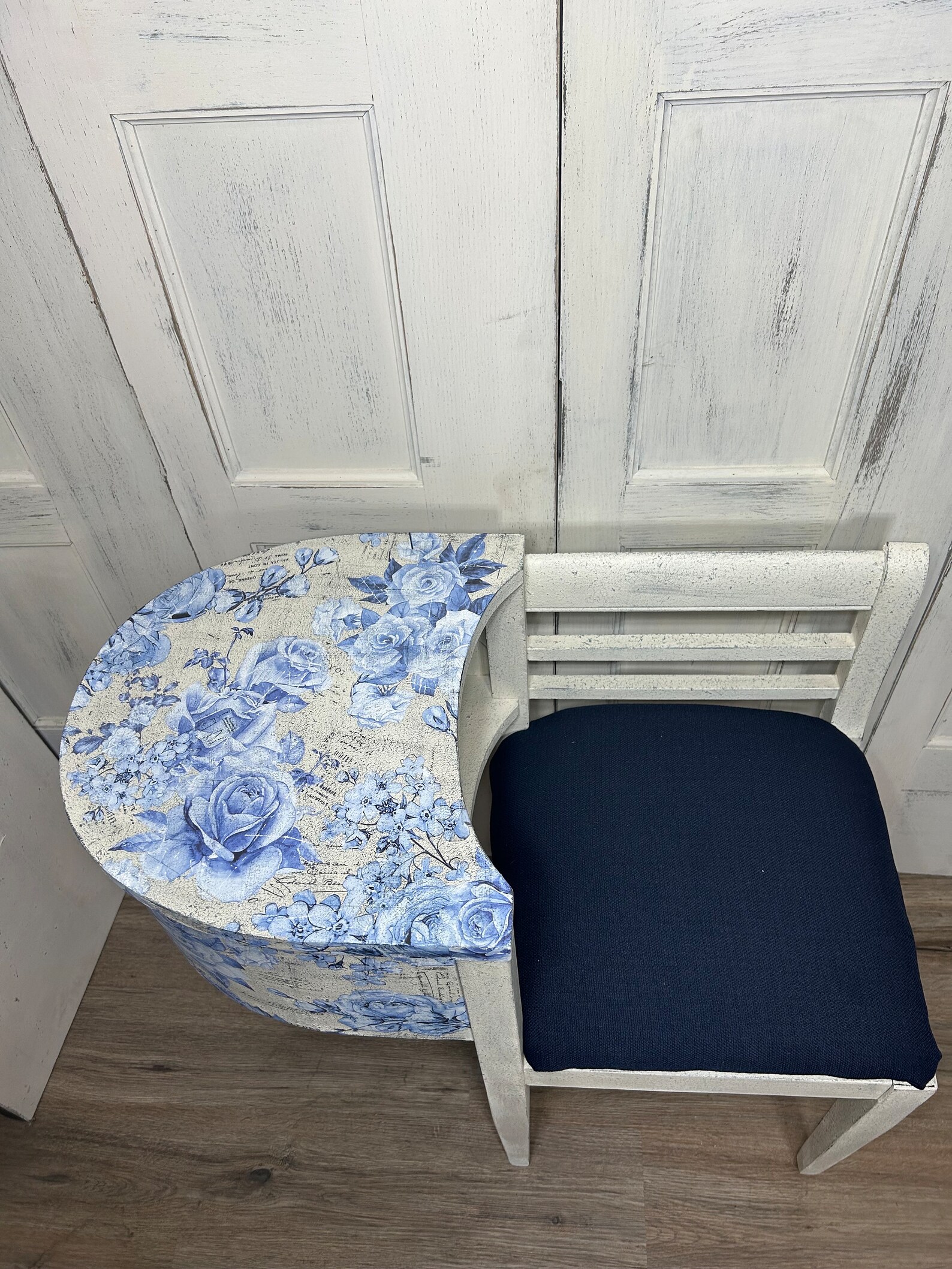 Vintage Gossip Bench Phone Table With Seat Floral French - Etsy