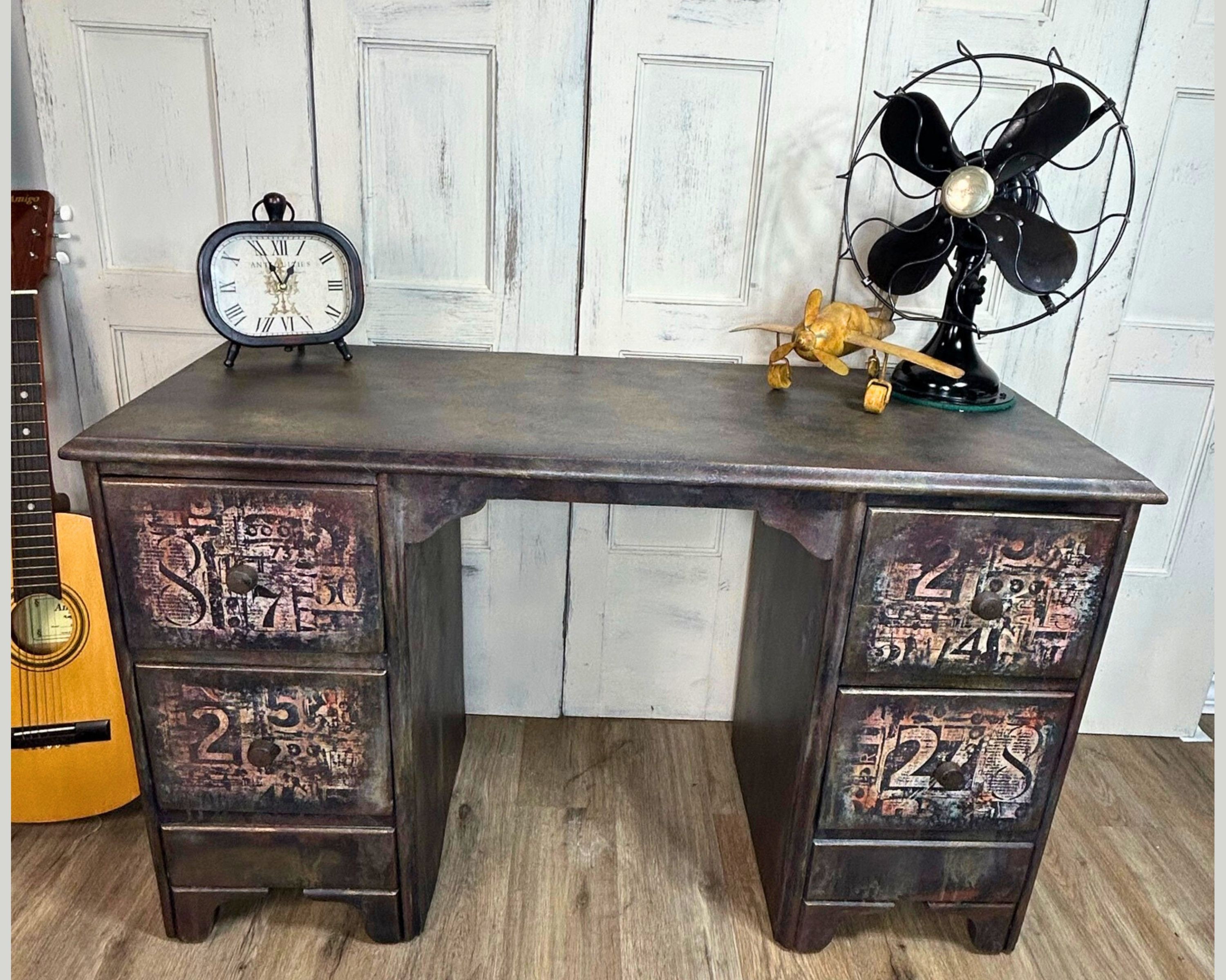 Industrial Steam Punk Grunge Style Office Desk, Rusty Patina Finish ...