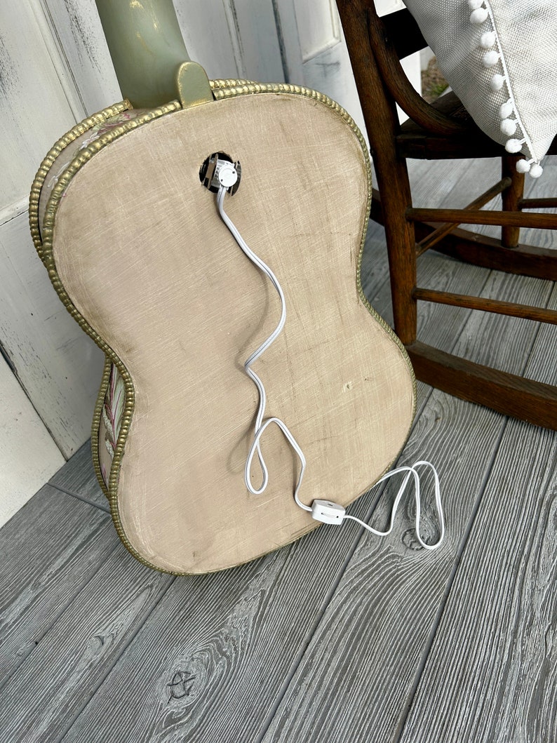 Hand Painted Guitar Lamp, Music Home Decor, Vintage Floral Instrument ...