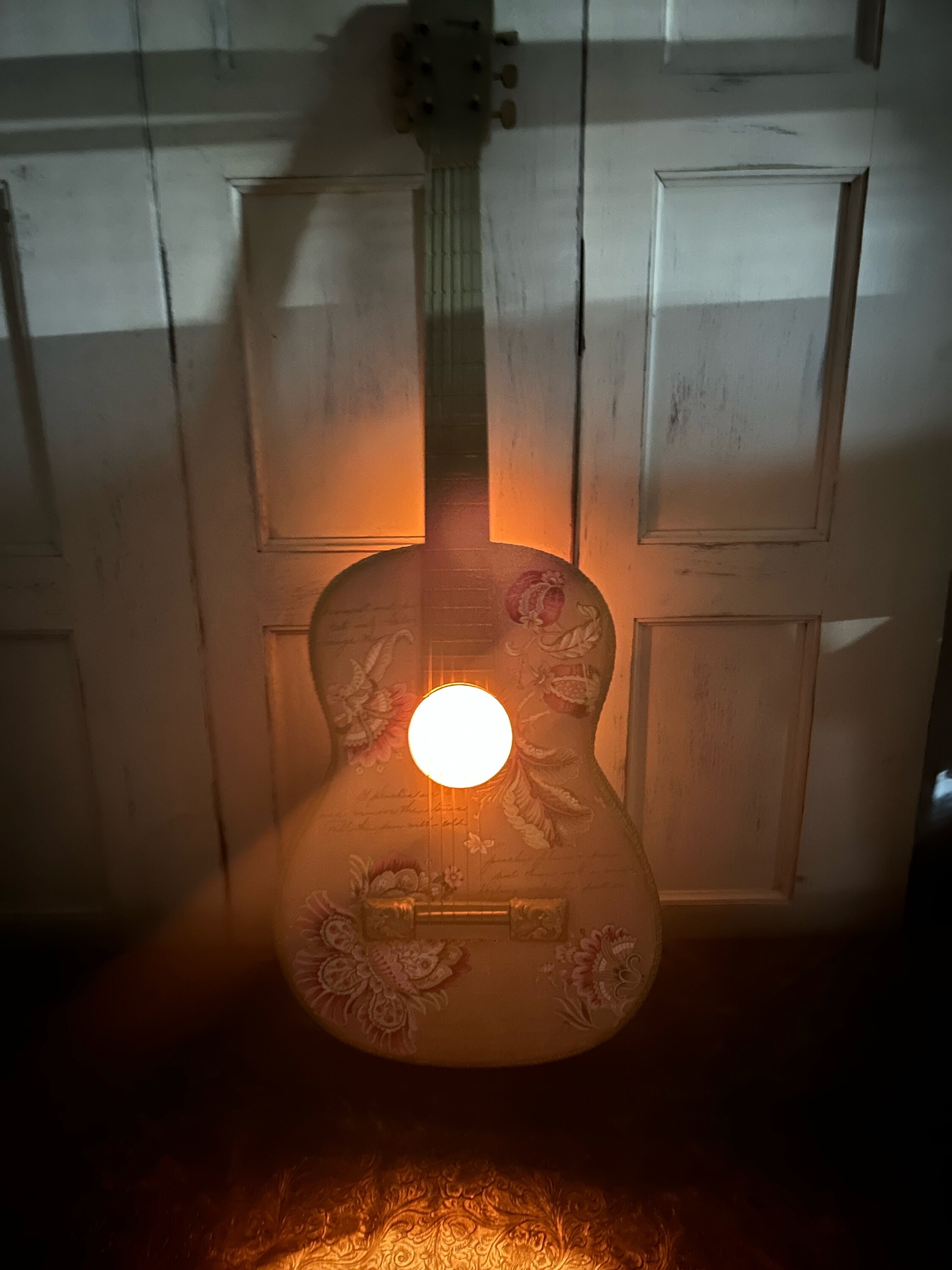 Hand Painted Guitar Lamp, Music Home Decor, Vintage Floral Instrument ...