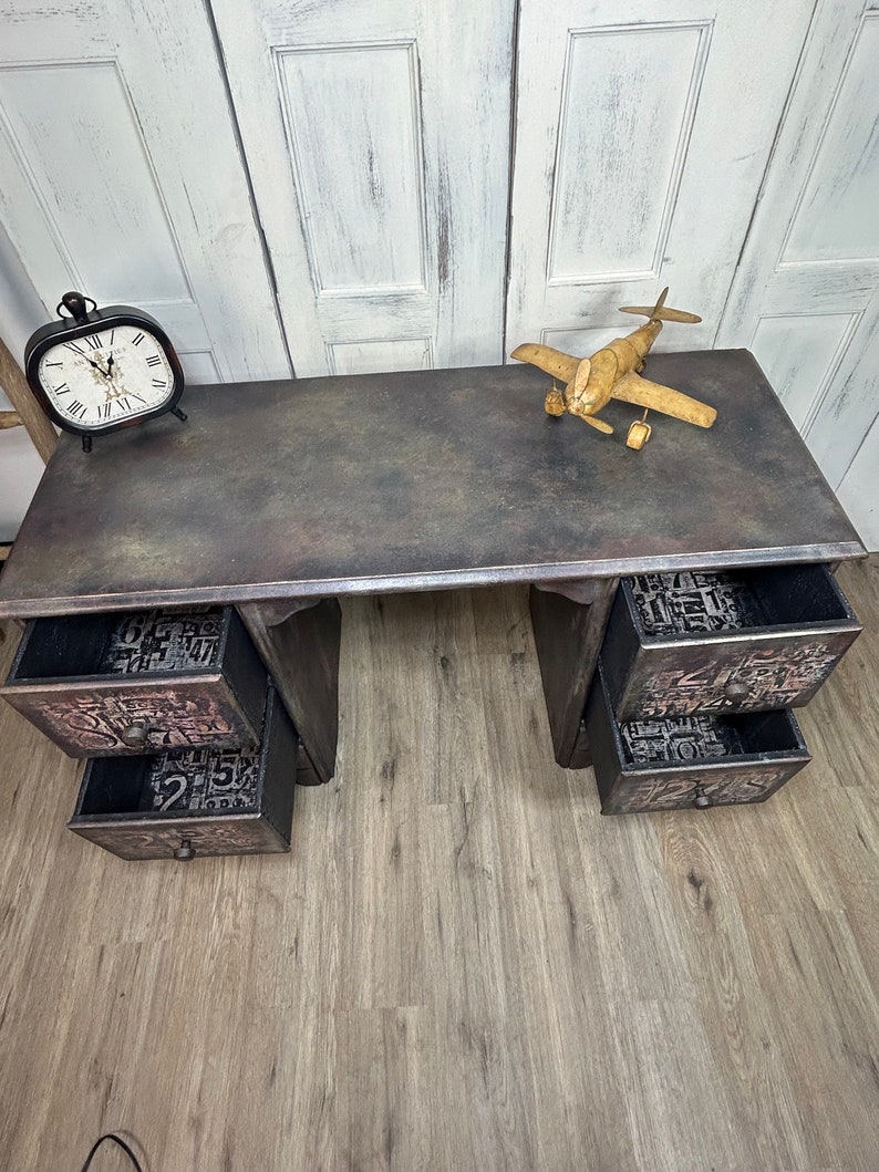 Industrial Steam Punk Grunge Style Office Desk, Rusty Patina Finish ...