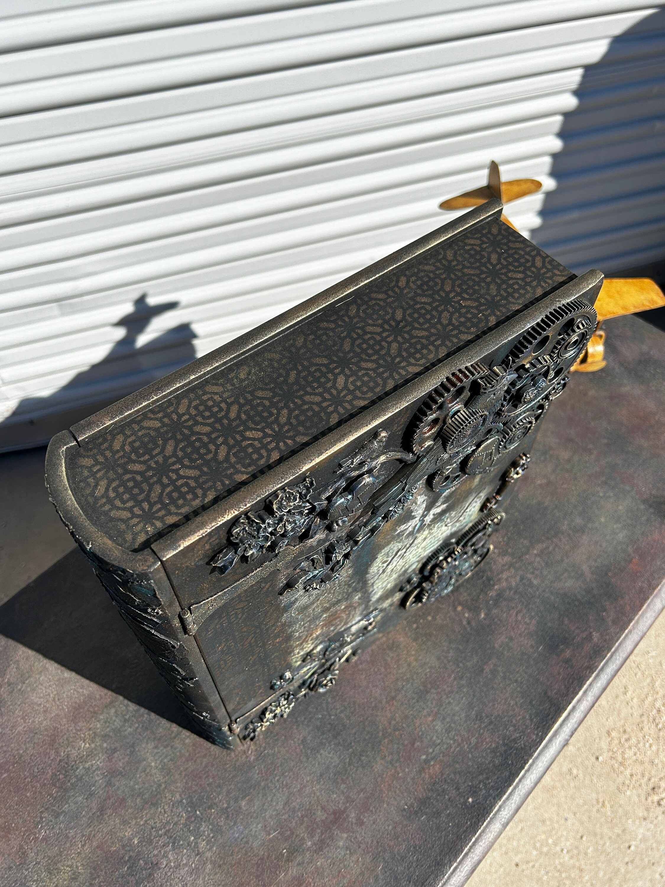 Handcrafted Grunge-themed Book Storage Box With Industrial Gears ...