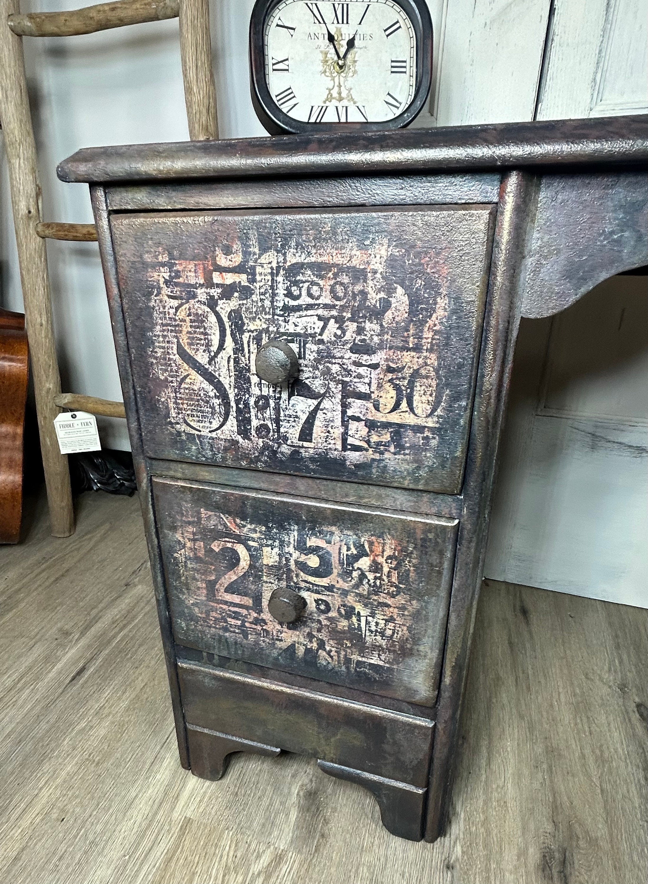 Industrial Steam Punk Grunge Style Office Desk, Rusty Patina Finish ...