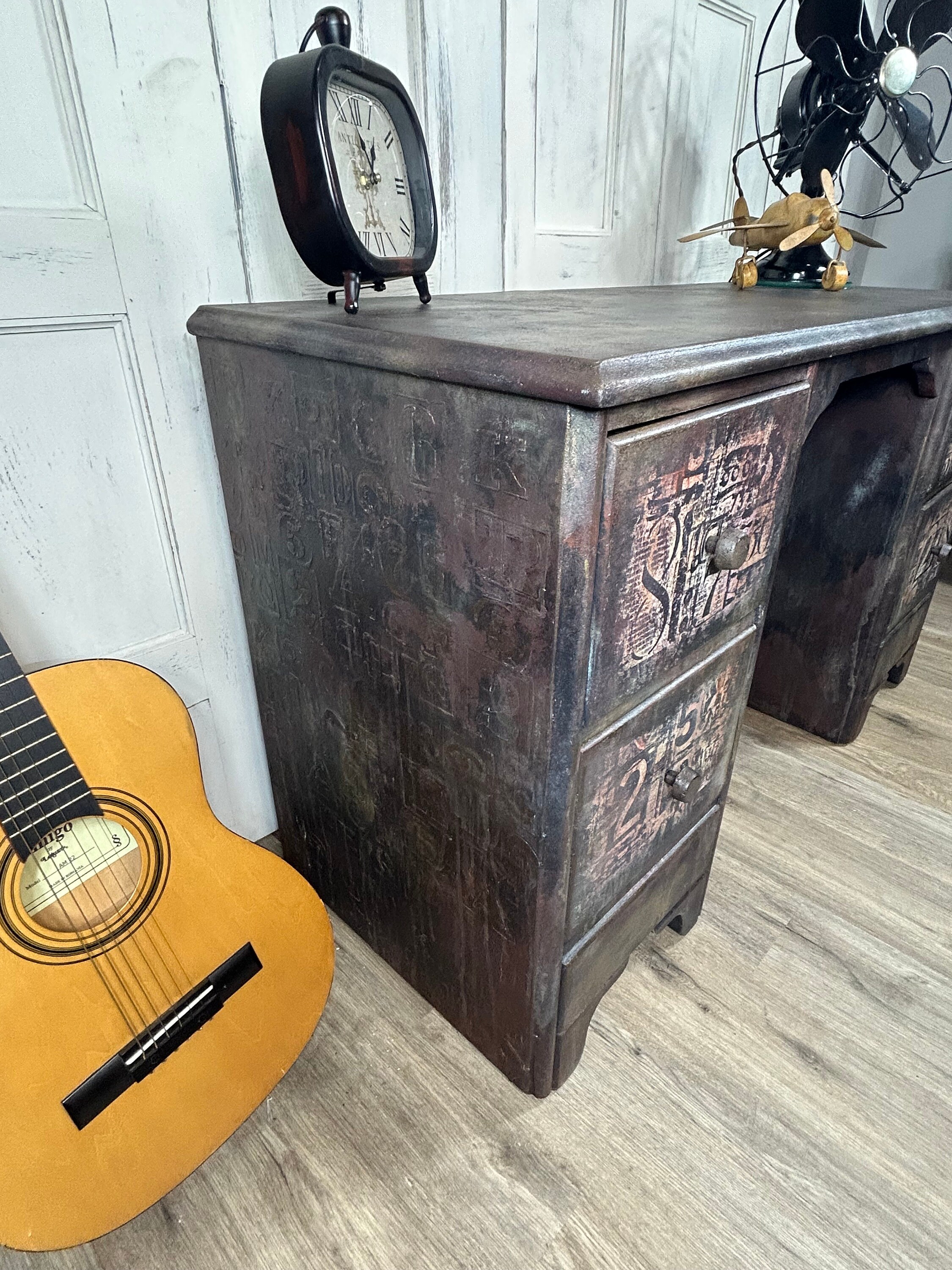Industrial Steam Punk Grunge Style Office Desk, Rusty Patina Finish ...