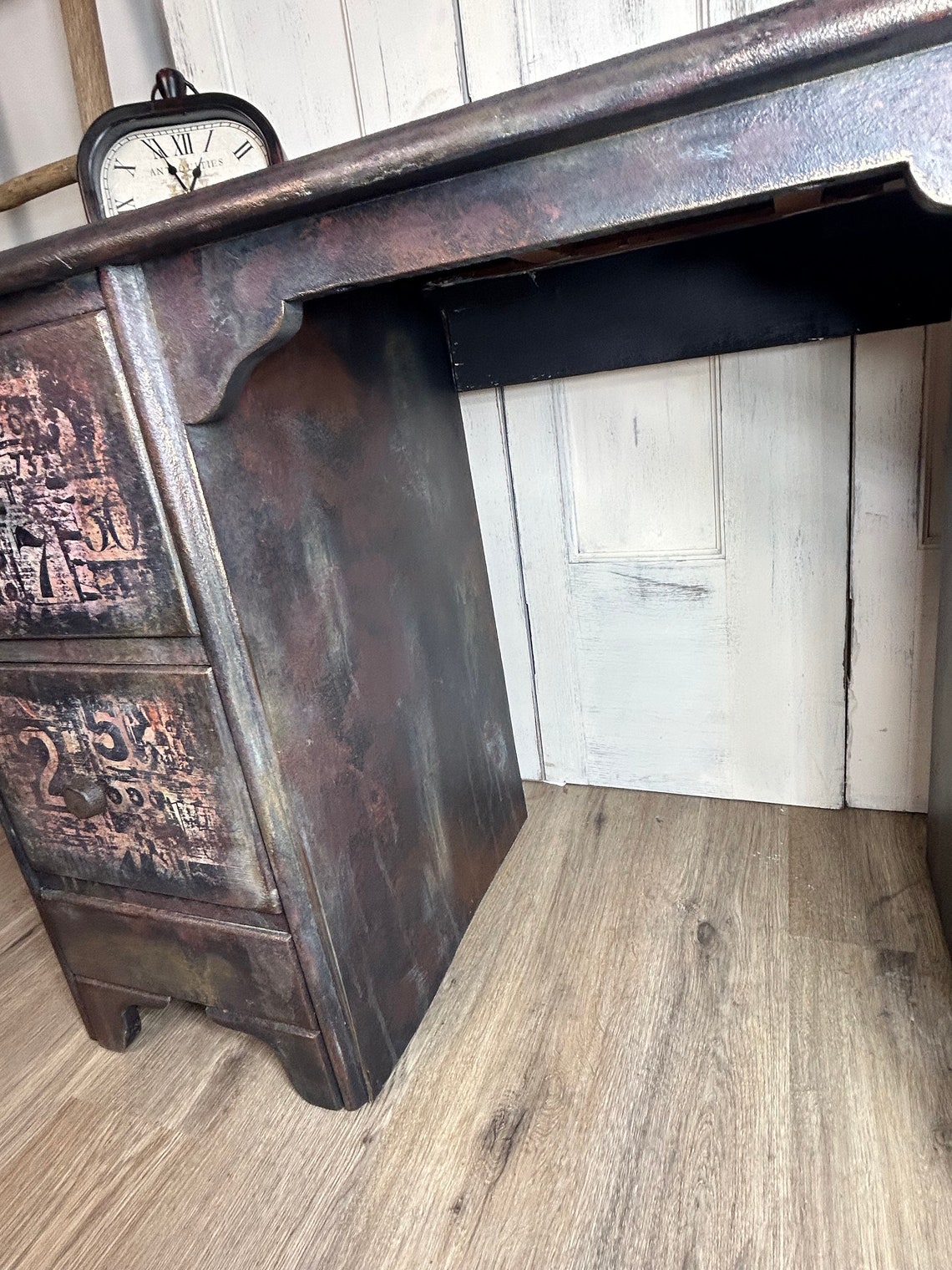 Industrial Steam Punk Grunge Style Office Desk, Rusty Patina Finish ...