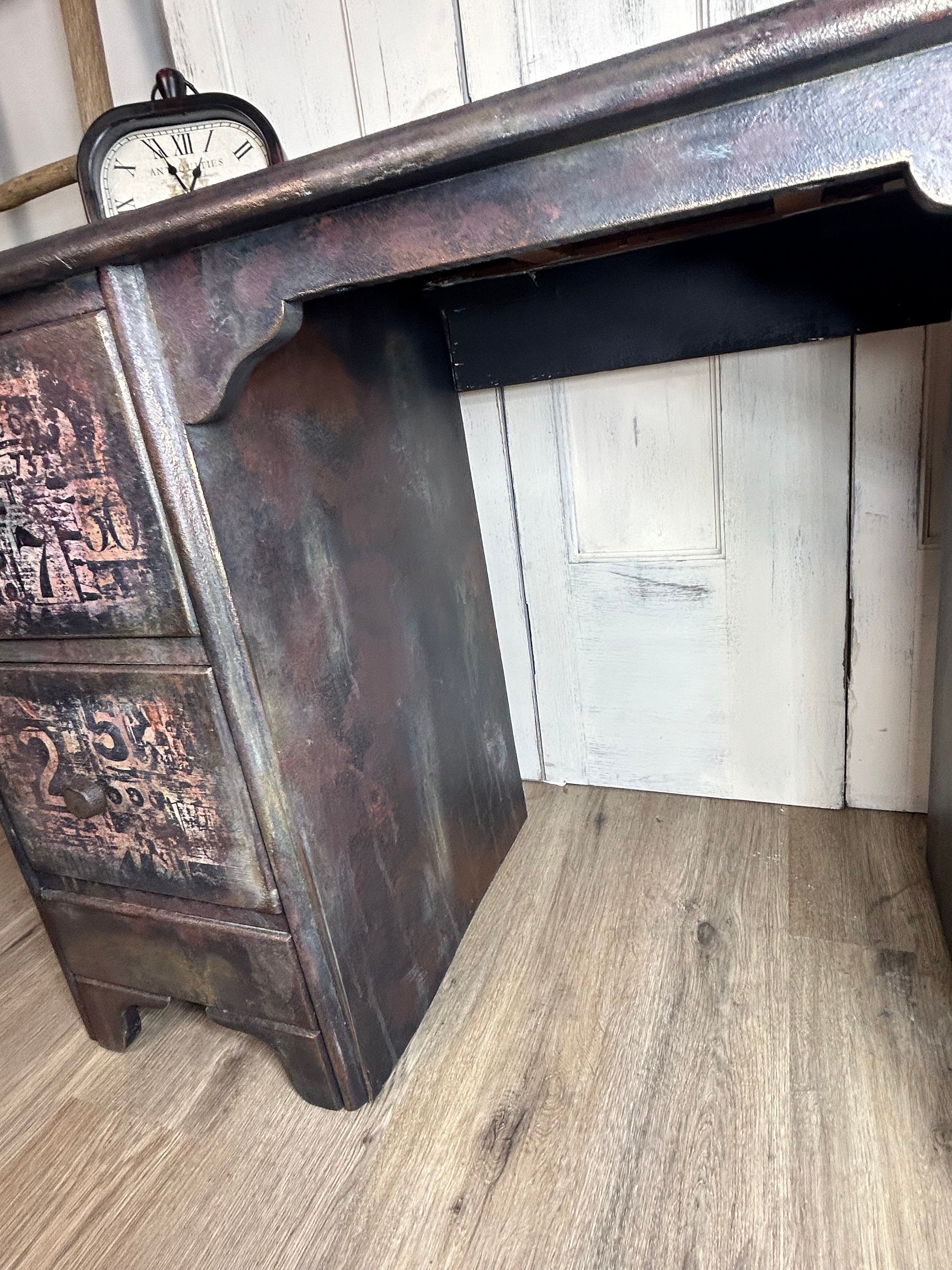 Industrial Steam Punk Grunge Style Office Desk, Rusty Patina Finish ...