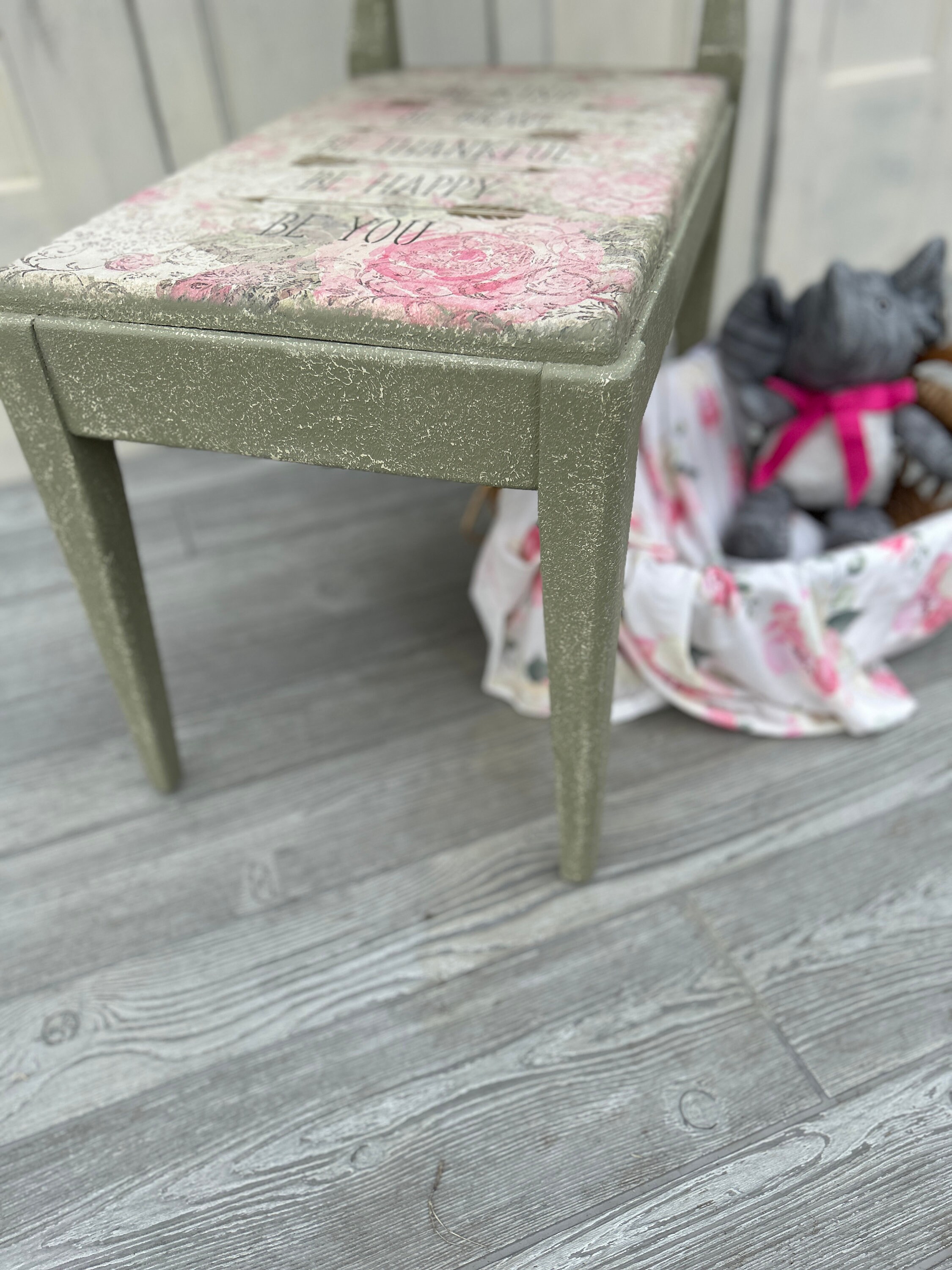 Vintage Pink Nursery Side Table, Floral Pink Toile End Table, Vintage ...