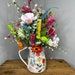 Charming Hand-painted Pitcher With Wildflower Arrangement, Whimsical ...