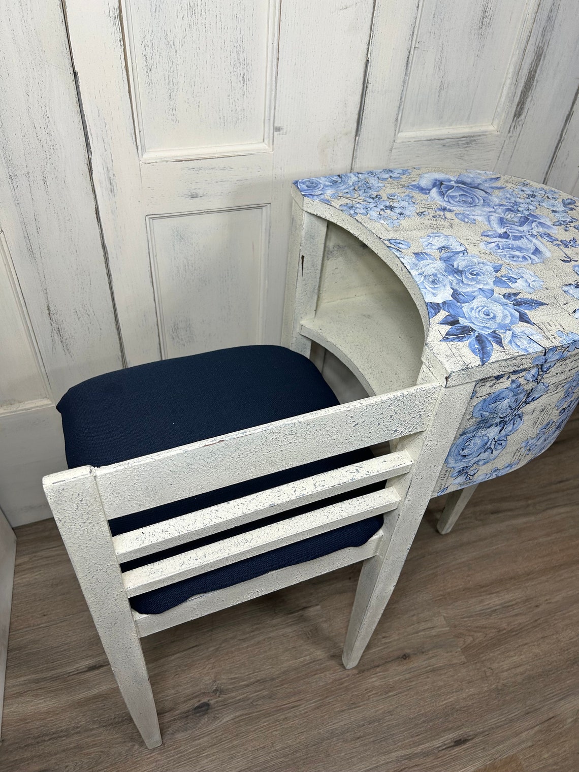 Vintage Gossip Bench Phone Table With Seat Floral French - Etsy