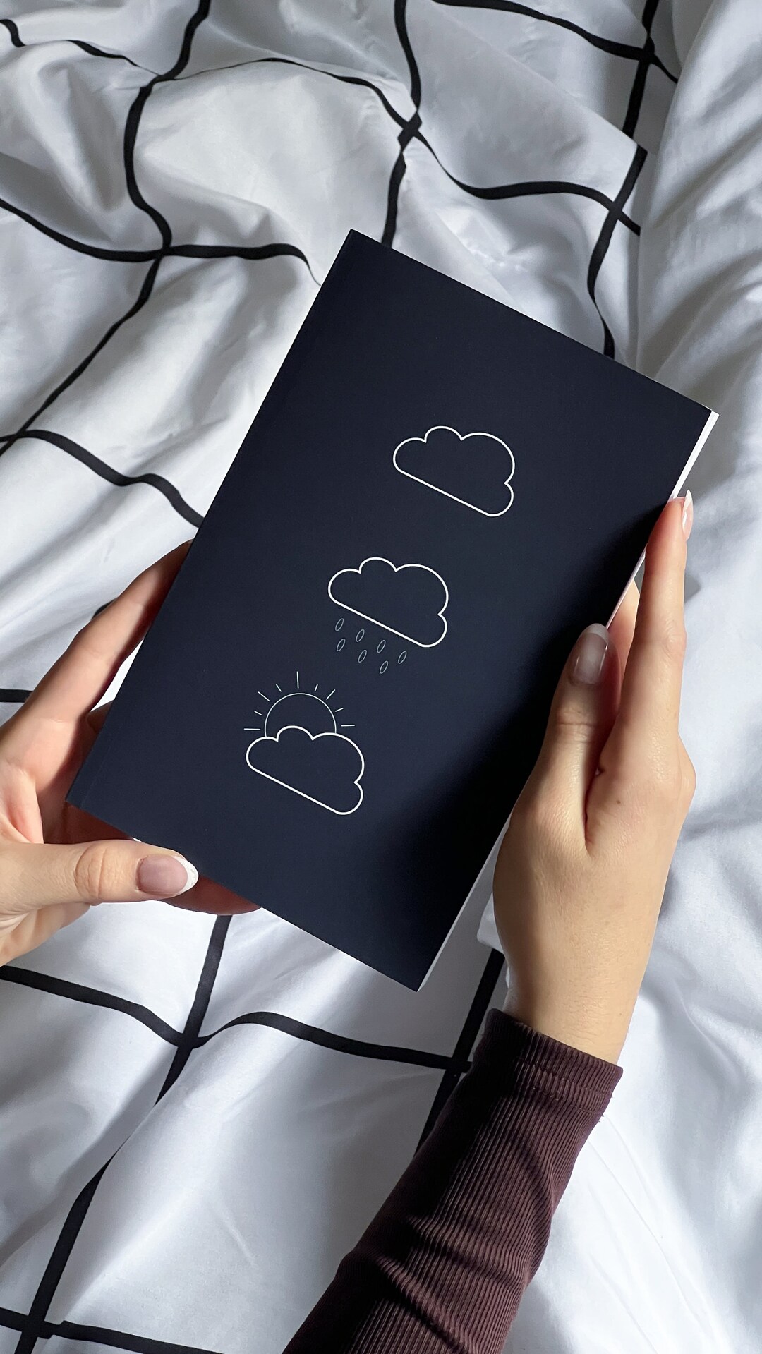 Three Clouds Journal Dark Blue Trendy Journals Writing Journal Cute ...