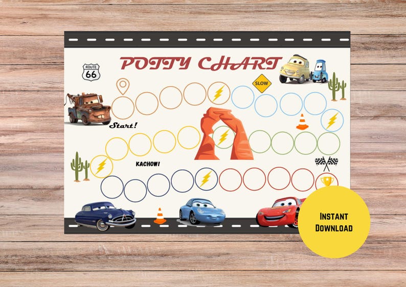 Cars Potty Training Chart- PDF- Digital Instant Download- Lightning ...