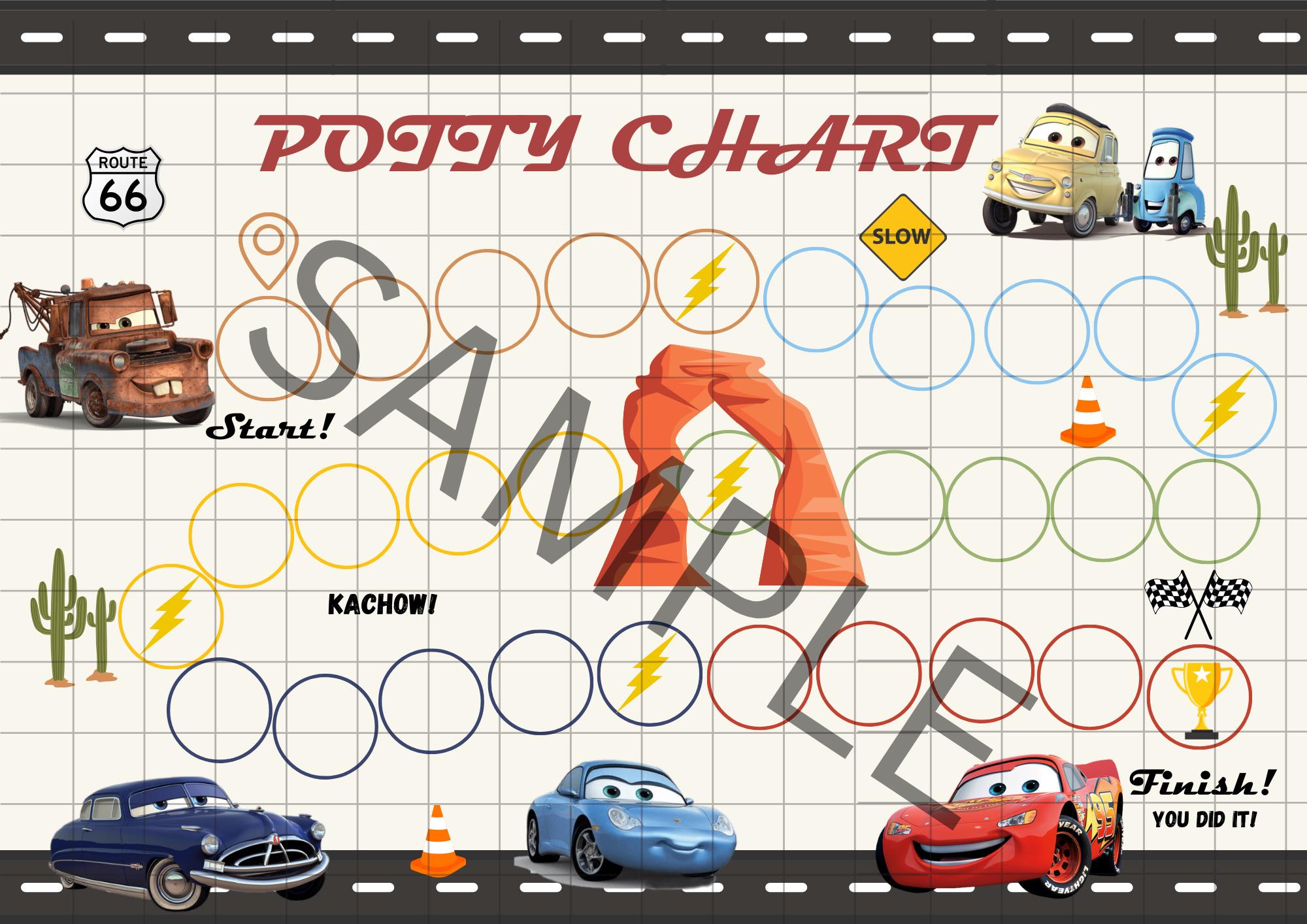 Cars Potty Training Chart- PDF- Digital Instant Download- Lightning ...