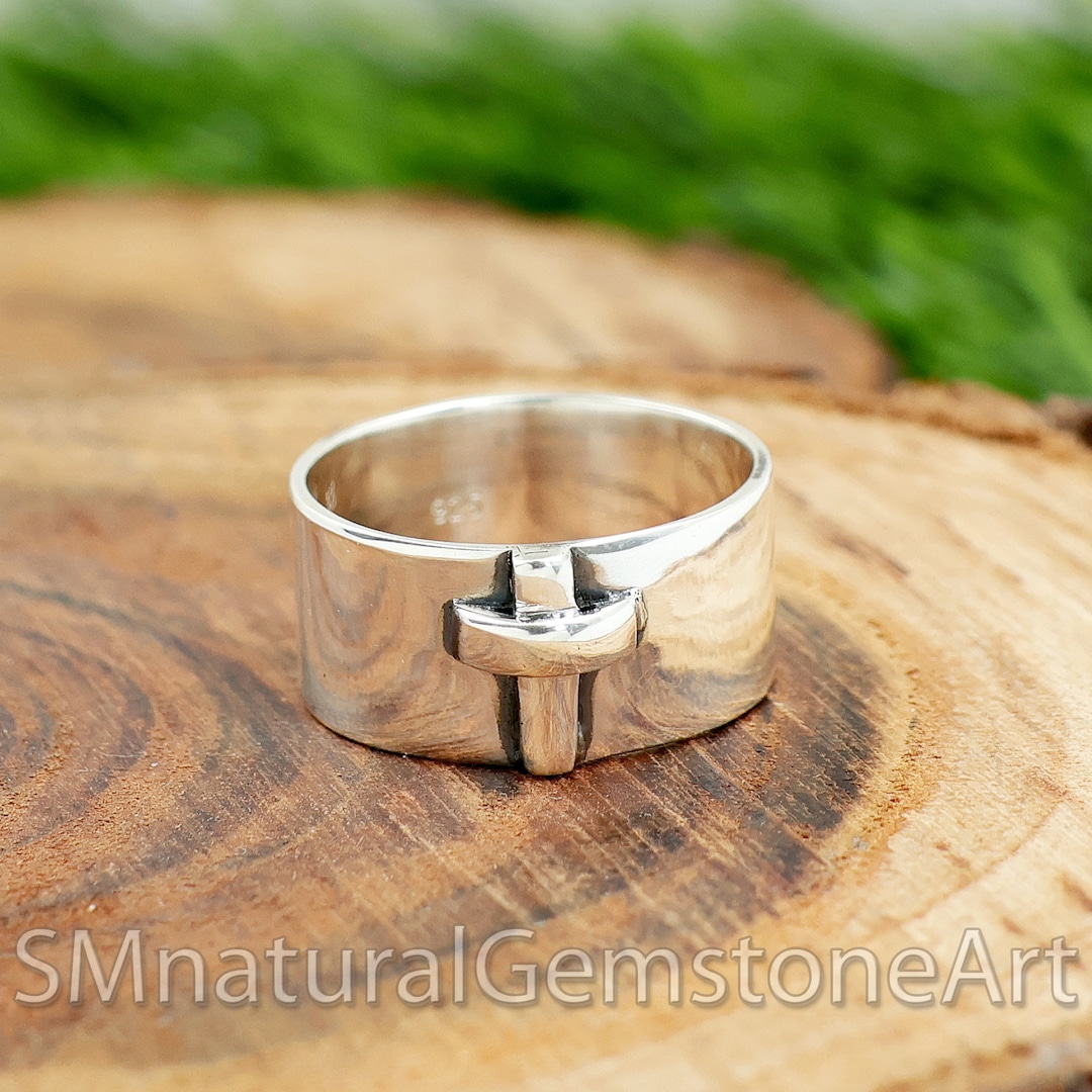 Sterling Silver Cross Ring: Wide Band Religious Statement Ring - Etsy