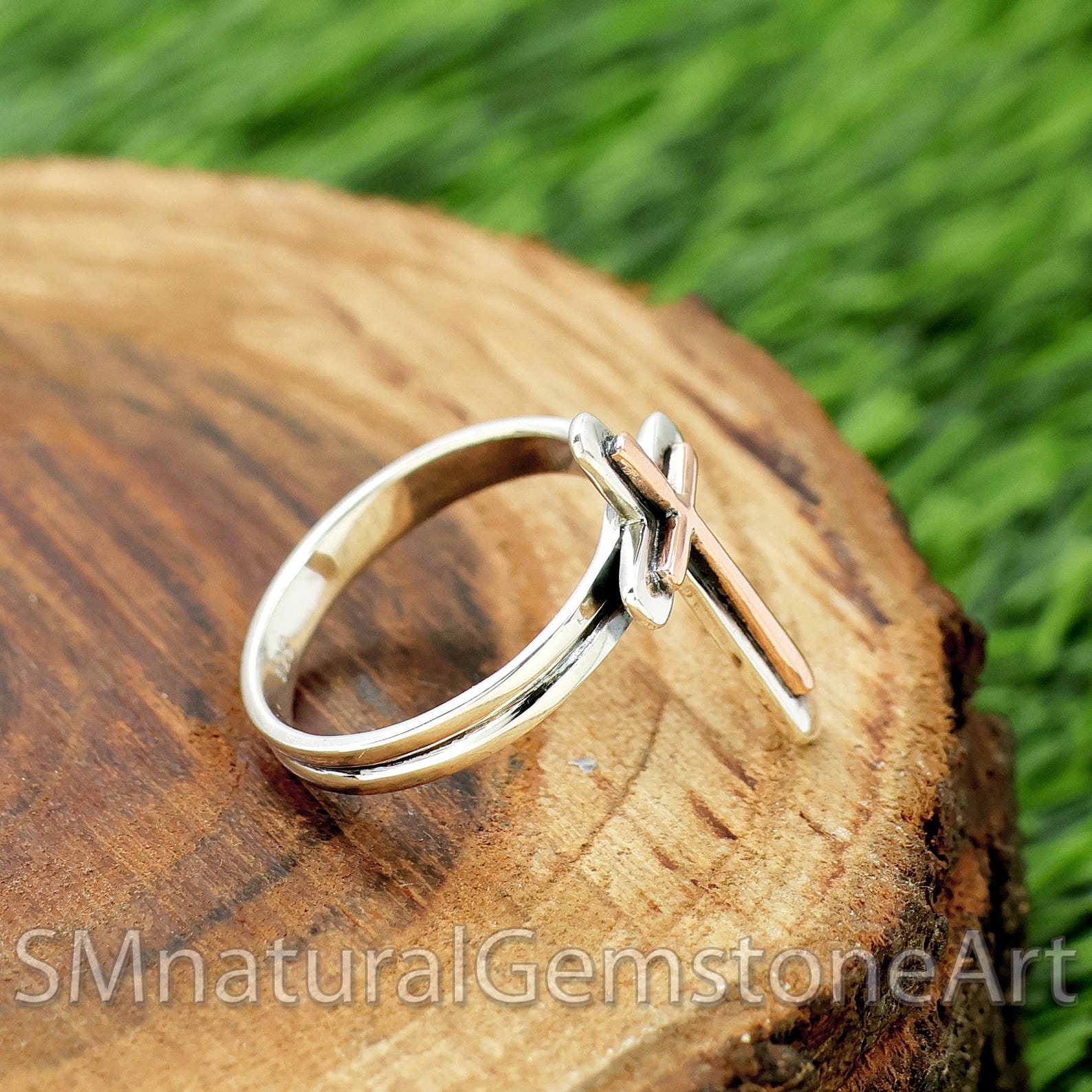 Two Tone Cross Ring: 925 Sterling Silver Religious Ring - Etsy