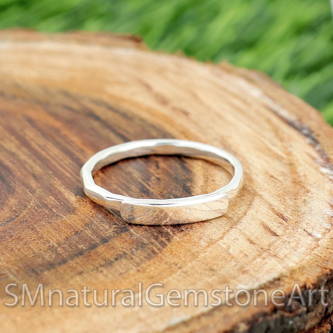Sterling Silver Rectangle Bar Ring: Minimalist Promise Ring - Etsy