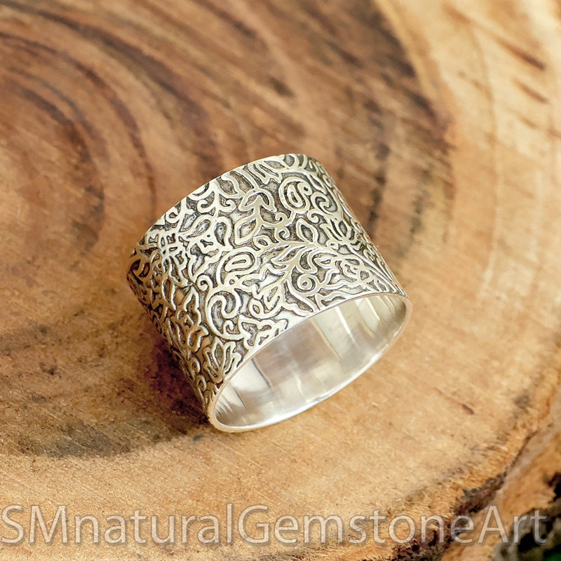 Wide Band Diamond Ring - Etsy