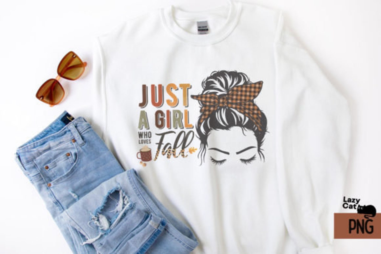 Fall Messy Bun Bundle Png Just a Girl Who Love Fall Messy - Etsy