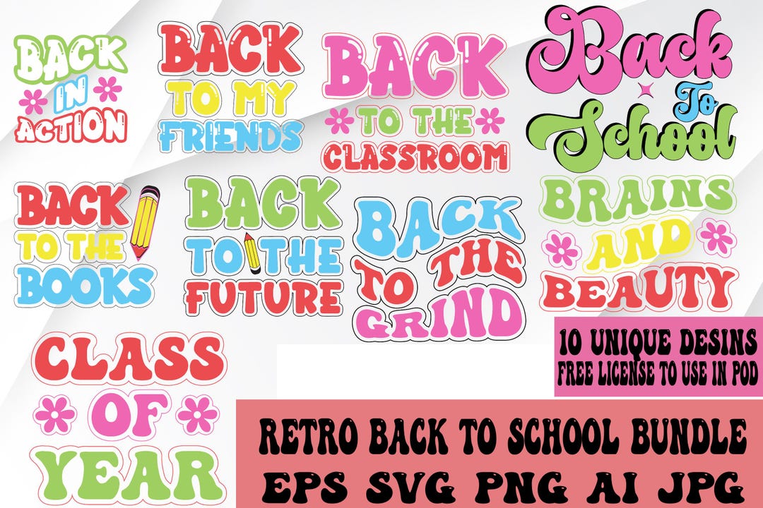 Retro Back to School Png Bundle, Back to School Mega Bundle, Teacher ...