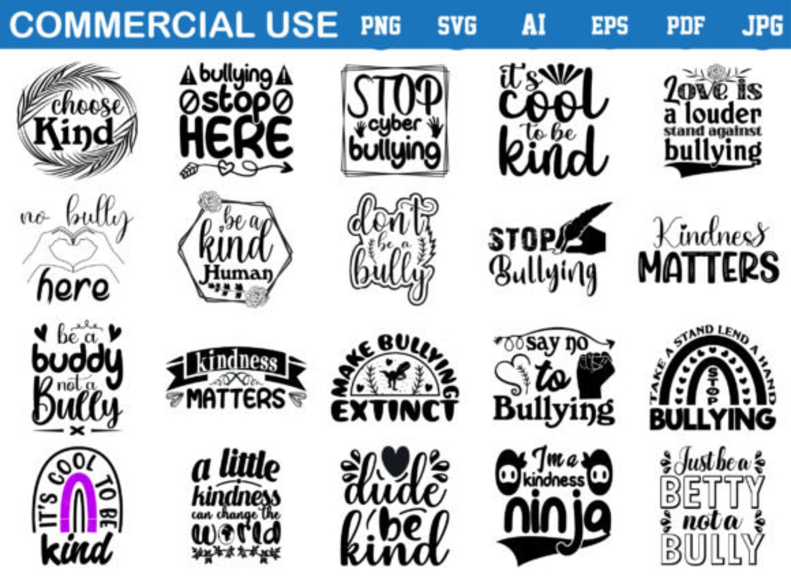 No Bullying Bundle Svg Png Eps Dxf Choose - Etsy
